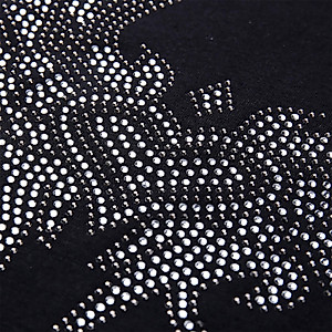 Padaleks Womens Casual Tops Long Sleeve Cutout Cold Shoulder Crewneck Rhinestone Blouse Pullover Shirt Sweatshirts