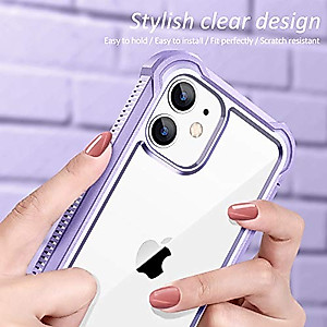 Dexnor Clear Case Compatible with iPhone 12 Mini Case with Screen Protector Rugged Full Body Protective Shockproof Hard Defender Heavy Duty Cover TPU Bumper Case for iPhone 12 Mini 5.4 inch, Purple