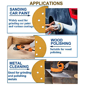 Aiyard 6-Inch 6-Hole Hook and Loop Sanding Discs 80-Grit, Random Orbital Sandpaper for Automotive and Woodworking, 100-Pack