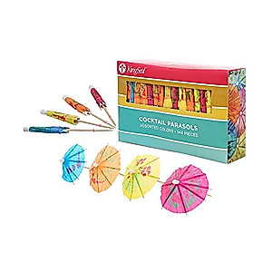 KingSeal Umbrella Parasol Cocktail Picks, Cupcake Toppers, 4 Inch, Assorted Colors - 1 pack of 144 each