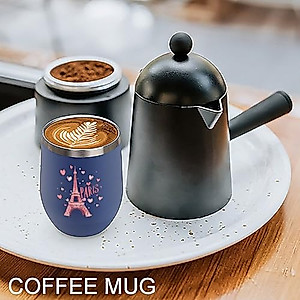 Paris France Eiffel Tower Souvenir Insulated Wine Tumbler with Lid Stainless Steel Travel Mug Coffee Cup for Cold & Hot Drinks