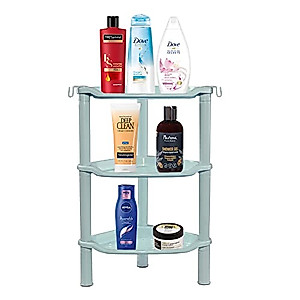 3 Tier Shower Caddy Organizer Shelf Corner, 13.5 x 10 x 26 Inches, Rustproof, Plastic Shower Rack Stands for Inside Bathroom, Bathtub, Shower pan, Blue (Round Slot Blue 3 Tier)