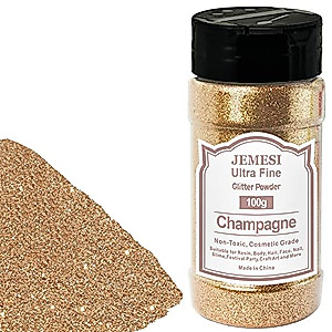 Champagne Ultra Fine Glitter Powder, 100g/3.52oz Extra Fine Epoxy Glitter Flakes Crafts Sequins 1/170'' 0.0059'' 0.15mm for Resin Arts Crafts, Body, Face, Nail, Tumblers Slime and Festival Decoration