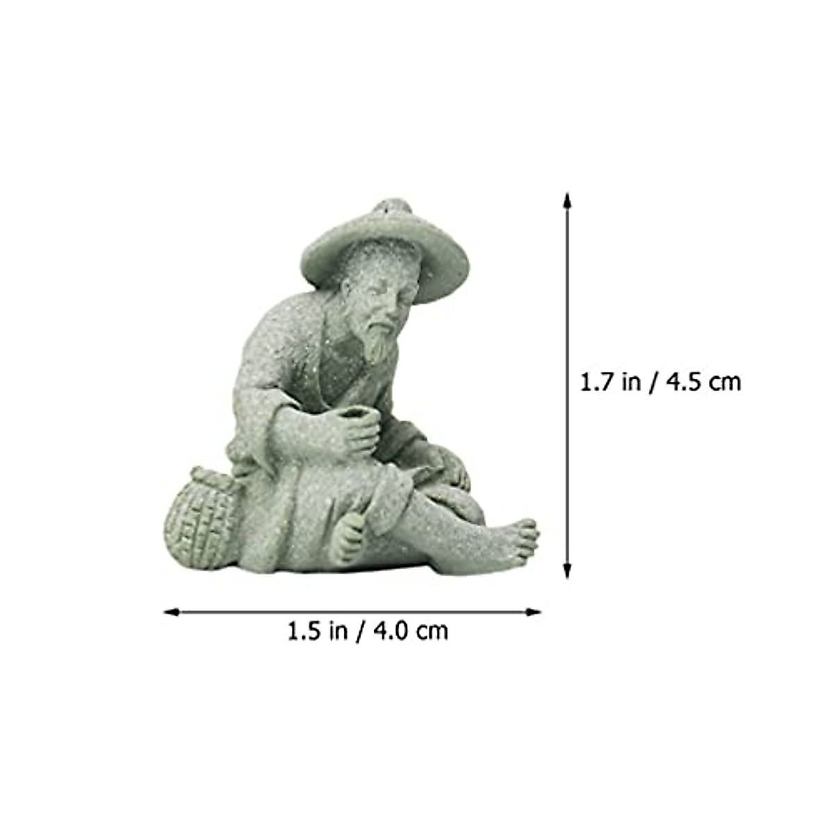 Cabilock 2pcs Mini Fisherman Figurines Chinese Mudman Sitting Fishing Garden Statue Chinese Elder Statue Landscape Micro Bonsai Terrarium Aquarium Ornaments for Fairy Garden