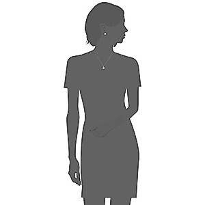 Amazon Collection womens Sterling Silver Cubic Zirconia Halo Pendant Necklace and Stud Earrings Jewelry Set