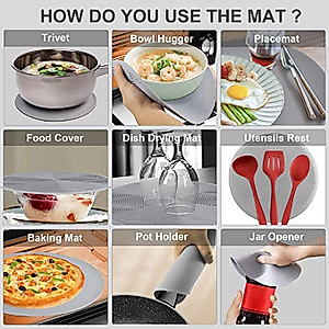 2 in 1, Upgrade Microwave Food Cover & Mat- Mat as Bowl Holder, Cover for Plates Splatter Guard, 10 Inch Silicone Multi-Purpose Mat & Collapsible Lid for Microwave Clean, BPA Free, Easy Grip, Grey