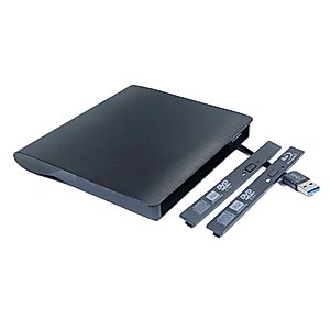Sunvalley USB 3.0 Portable Pop-Up External Optical Disc Drive Enclosure Kit ODD Caddy for LG HL Panasonic Sony Internal 12.7mm SATA Tray-Loading CD DVD BD Player Burner Black Color