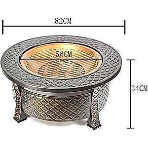 LEAYAN Garden Fire Pit Portable Grill Barbecue Rack 32'' Outdoor Fire Pit Metal Square Firepit Patio Stove Wood Burning BBQ Grill Fire Pit Bowl with Spark Screen Cover, Log Grate for Camping