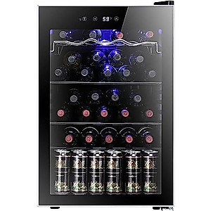 36 Bottle Wine Cooler/Cabinet Beveragerefrigerator Small Mini Red & White Wine Cellar Beer Soda Counter Top Bar Fridge Quiet Operation Compressor Adjust Temperature Freestanding Black