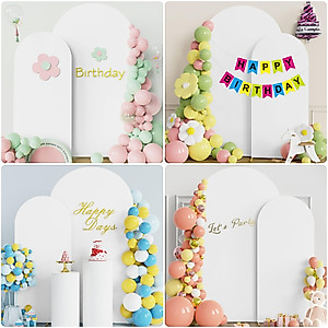 Fomcet Set of 2 Wedding Arch Cover 6FT, 7.2FT White 2-Sided Round Top Spandex Arch Backdrop Cover Fitted Fabric for Birthday Party Baby Shower Wedding Arch Stand Decoration