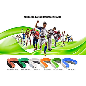 COOLLO SPORTS Boil and Bite Mouth Guard (Youth & Adult) DA Custom Fit Sport Mouthpiece for Football, Hockey, Rugby, Lacrosse, Boxing, MMA (Free Case Included!) (Mint Green & Black, Ages 10 & below)