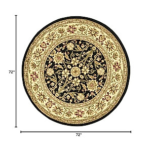 SAFAVIEH Lyndhurst Collection 6' Round Black/Ivory LNH212A Traditional Oriental Non-Shedding Dining Room Entryway Foyer Living Room Bedroom Area Rug