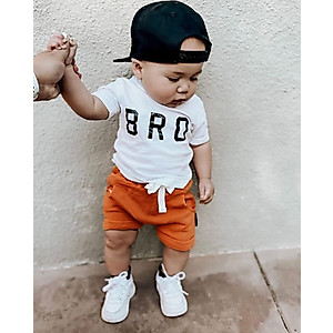 Baby Boys Clothes Sets Short Sleeve Letter Printed T-Shirt Tops + Solid Color Short Pants (White, 0-3 Months)