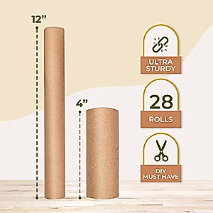 28 Ct Paper Tube Set, Cardboard Rolls with 14 Pieces 3.875 In Toilet Paper Tubes and 14 Pieces 12 In Paper Towel Tubes For Crafts