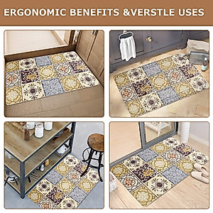 Kitchen Rug,Memory Foam Kitchen Mat 17"×30" Anti Fatigue No-Slip Comfort Area Rugs Water Proof & Oil Proof Throw Carpet Decor for Kitchen Office Front Door Sink and Living Room(Brown)