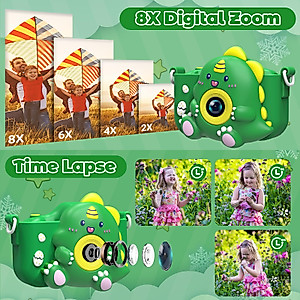 Kids Camera,Kids Camera for Boys Kids Girls，Dinosaurs Gifts for Boys Age 3-12, 1080P HD Video Camera for Toddler, Christmas Birthday Easter Gifts Toys for 3 4 5 6 7 8 9 Year Old with 32GB SD Card