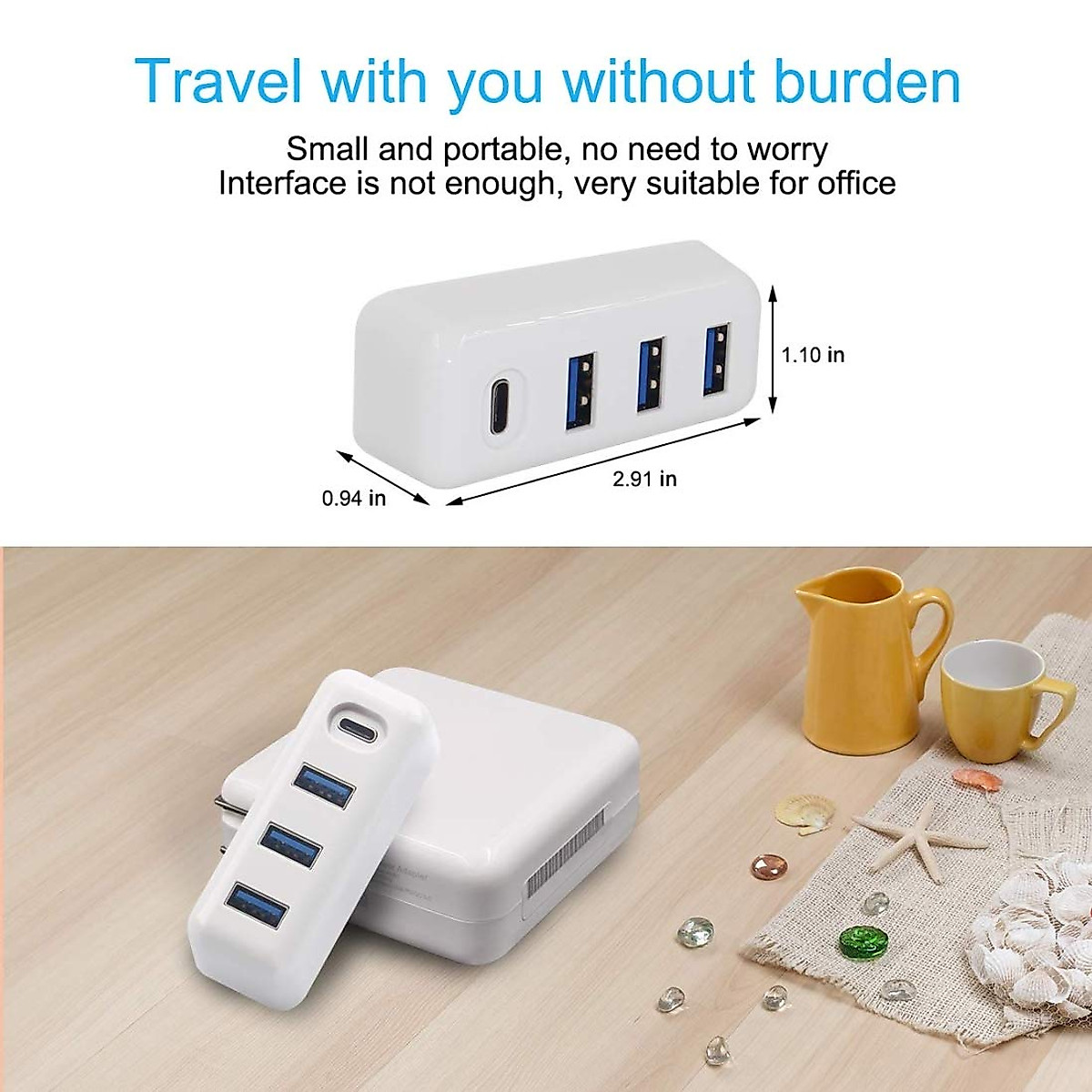 USB Hub Portable USB Hub USB Type-C 61W Laptop Power Dock Multi-Function HUB with 3 USB 3.0 Interface 1 Type-C Interface