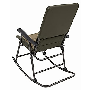 ALPS Mountaineering Outdoor Rocking Chair - Durable Folding Beach and Camp Chair with Comfortable Cushioned Polyester Fabric Over Locking Steel Frame, Clay/Khaki