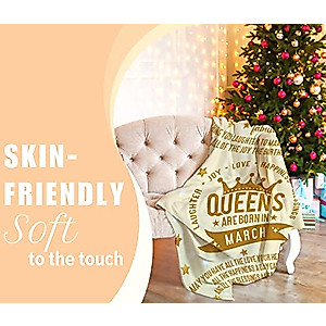 Personalized Birthday Gift Baskets for Her - Women Birthday Gift Ideas, Bday Gift for Women - Queens are Born in February - Flannel Throw Blanket & Socks - Mom, BFFs, Grandma, Aunt - 50"x 65"