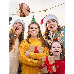 Siifert 60 Pairs Christmas Earrings Sets Cute Snowman Santa Claus Christmas Tree Drop Earrings Set for Women Girls Holiday Party Decorations