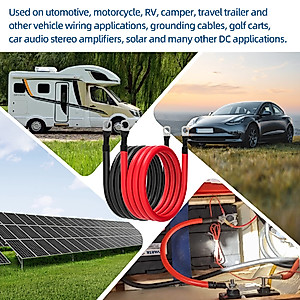 4 AWG Battery Cable 4AWG Gauge Pure Copper Battery Inverter Cables with 3/8 in Lugs Both Ends Power Inverter Wire Set for Automotive Solar Marine Boat RV Car Motorcycle Red and Black (6ft)