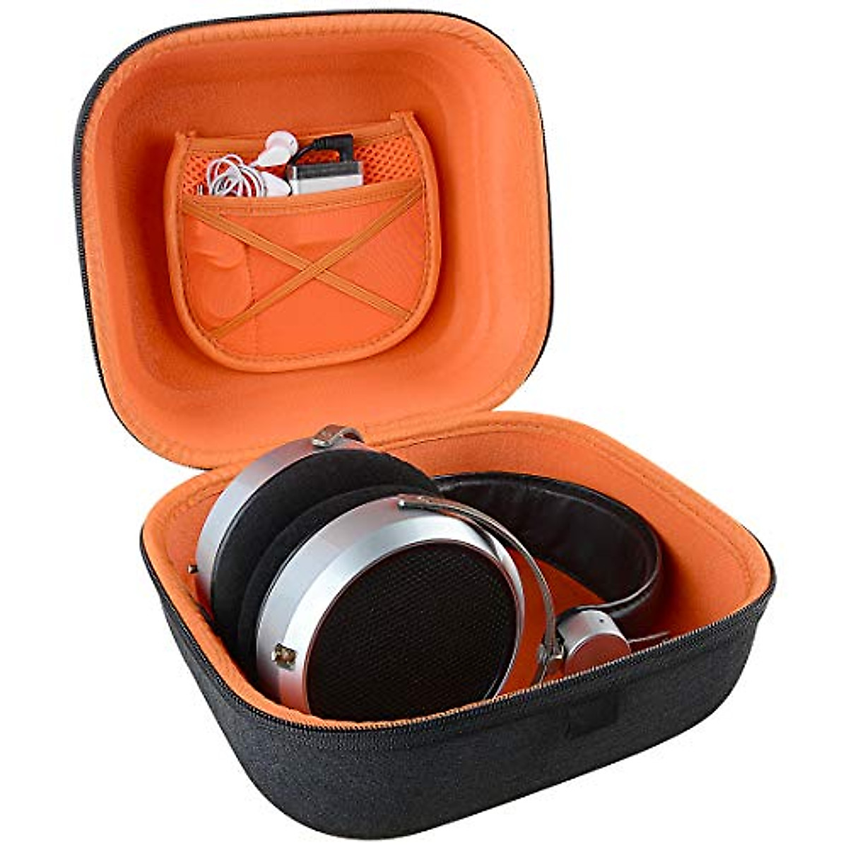 Geekria Shield Case for Large-Sized Over-Ear Headphones, Replacement Protective Hard Shell Travel Carrying Bag with Cable Storage, Compatible with HiFiMAN HE 400i, Grado PS1000e (Dark Grey)