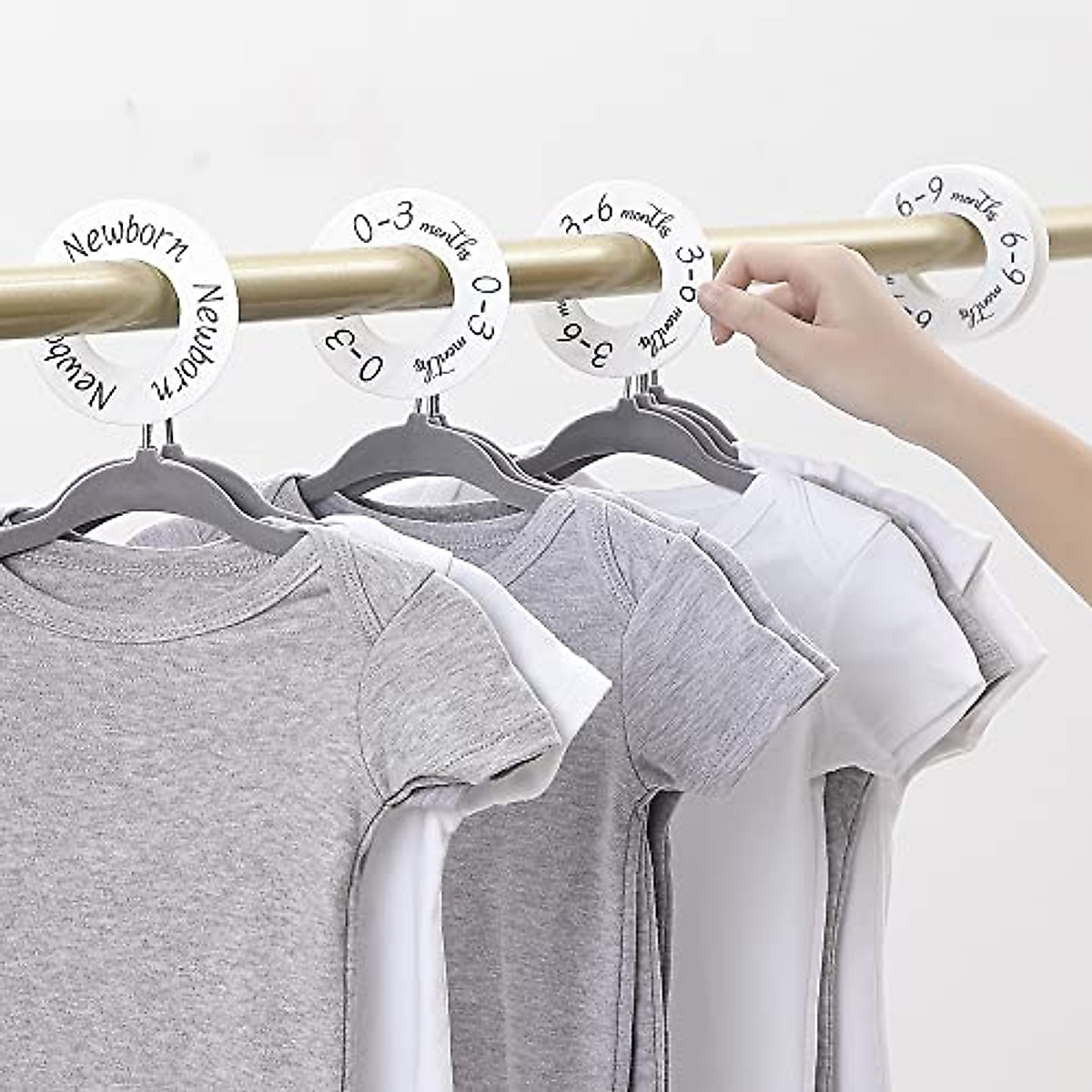 Baby Closet Dividers - Set of 10 from Newborn to Toddler and 2 Blanks with Colored Box,Baby Size Divider Fits 1.65" Rod- [White Unisex]