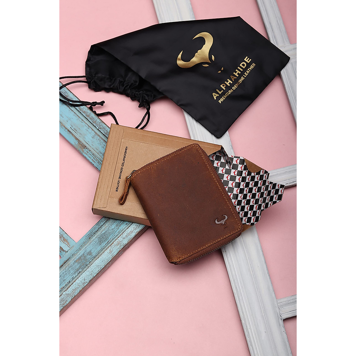 ALPHAHIDE Genuine Leather Wallet for Women - RFID Blocking Ladies Wallet - Zip-Around Ladies Purse - Credit Card Holder - Coin Pocket