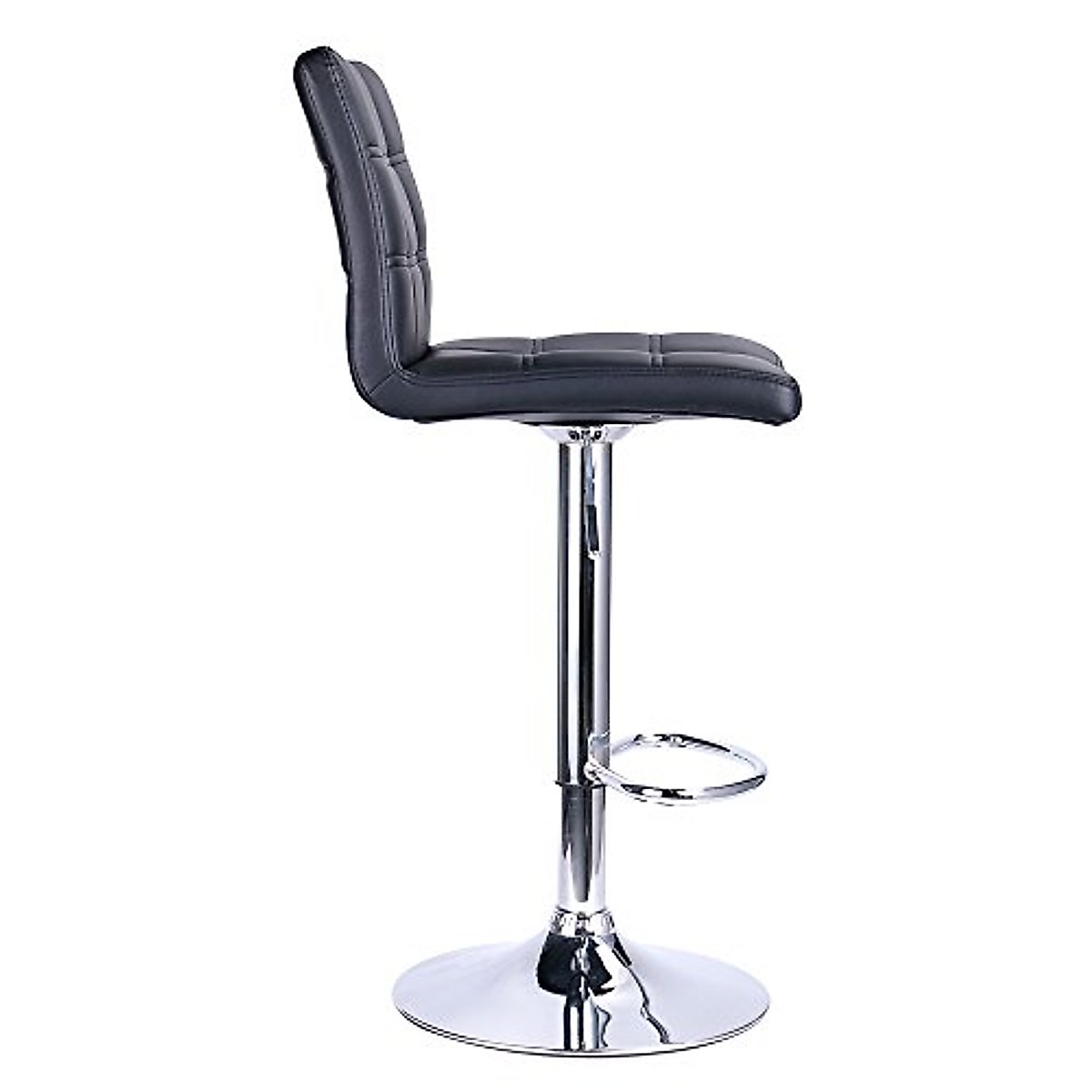 Leopard Modern Square PU Leather Adjustable Bar Stools with Back, Set of 2, Counter Height Swivel Stool, Barstools for Kitchen Counter (Black)