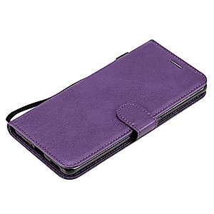 SATURCASE Case for Oppo Reno 6 Pro 5G, Classical PU Leather Flip Magnet Wallet Stand Card Slots Protective Cover with Hand Strap for Oppo Reno 6 Pro 5G (XD-Purple)