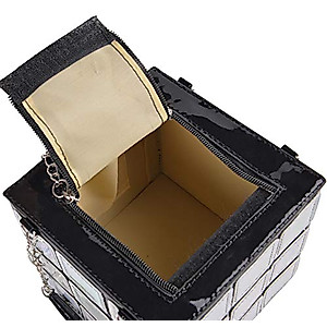 QZUnique Women's Cute Cube Shape Handbag Magic Crossbody Shoulder Bag Clutch Bag Silver With Super Long Shoulder Strap