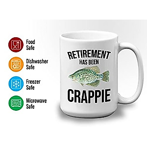 Fishing Lovers Coffee Mug 15Oz White - Retirement Has Been Crppie - Fisherman Fisher Boyfriend Lure Outdoorsmen Bass Pro Boat Lake Lovers Rod