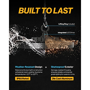 Sunco UFO LED High Bay Light, Lighting for Warehouse, 6000K Daylight Deluxe, 150W, 21000 LM, 100-277V, Dimmable 0-10V, IP65 Waterproof, Super Bright, UL 2 Pack