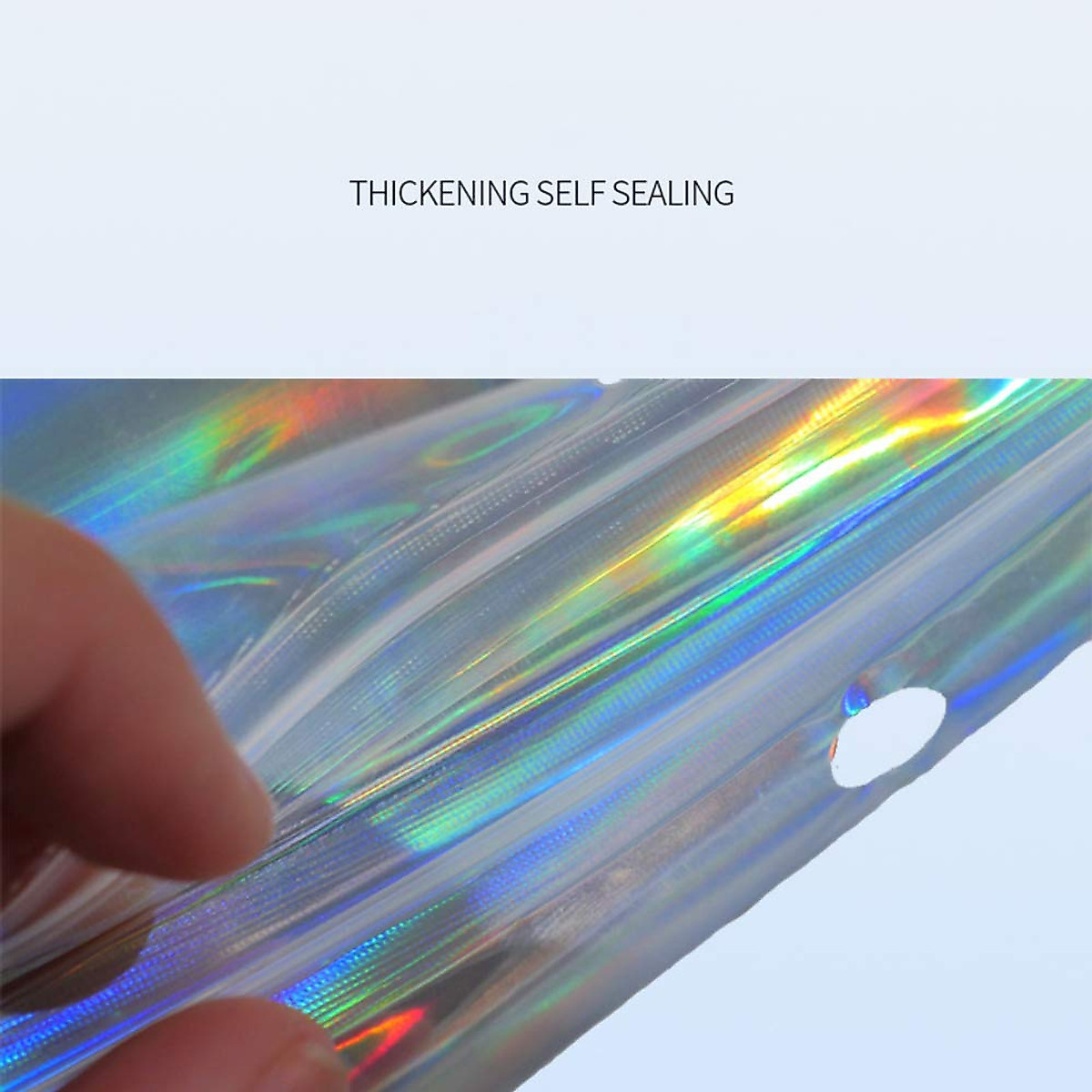 100PCS Clear Airtight Mylar Zip Lock Bags with Hang Hole Resealable Smell Proof Pouch Rainbow Aluminum Foil Packaging Bags Food Storage (10.5x15 (4.1x5.9 inch))