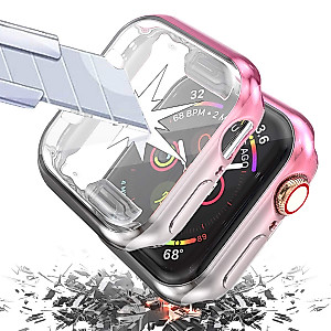 Josi Minea iWatch 5 & 4 [40mm] Protective Snap-On Case with Built-in HD Clear Screen Protector - Shockproof & Anti-Scratch Thin Cover Shield Compatible with Apple Watch Series 5 & 4 [40mm - Silver]