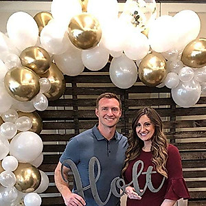 White and Gold Balloon Garland Kit, 60PCS Balloon Garland Including White, Chrome Gold & Confetti Balloons Decorations Backdrop Ideal for Wedding Birthday Baby Shower Bridal Party Decorations