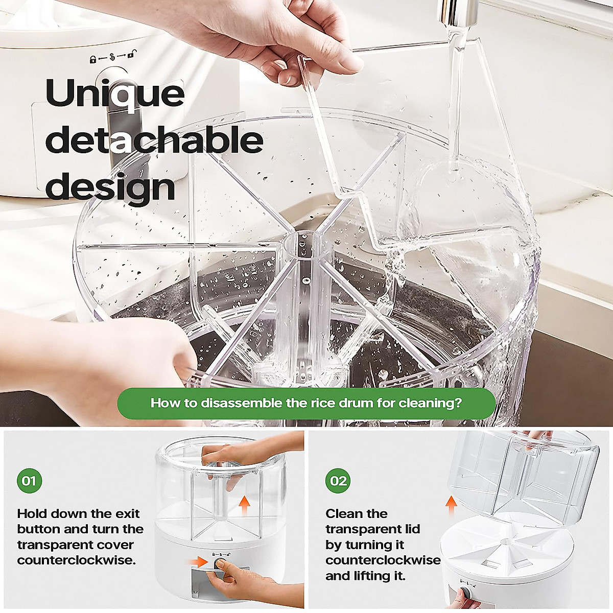 Slow Slog 16lb Grain and Rice Storage Container, 6 Grid Grain Dispenser, 360° Rotating Food Dispenser, Airtight Storage, Rice Dispenser, Upgrade 6 Compartment Rotating Rice Dispenser Storage Container