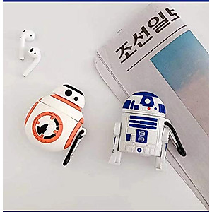 New 3D Cute Cartoon Airpods case,Compatible for Airpod 1 & 2, Stylish Designer Skin, Very Suitable Teenagers, Children, Boys Girls (R2-D2)