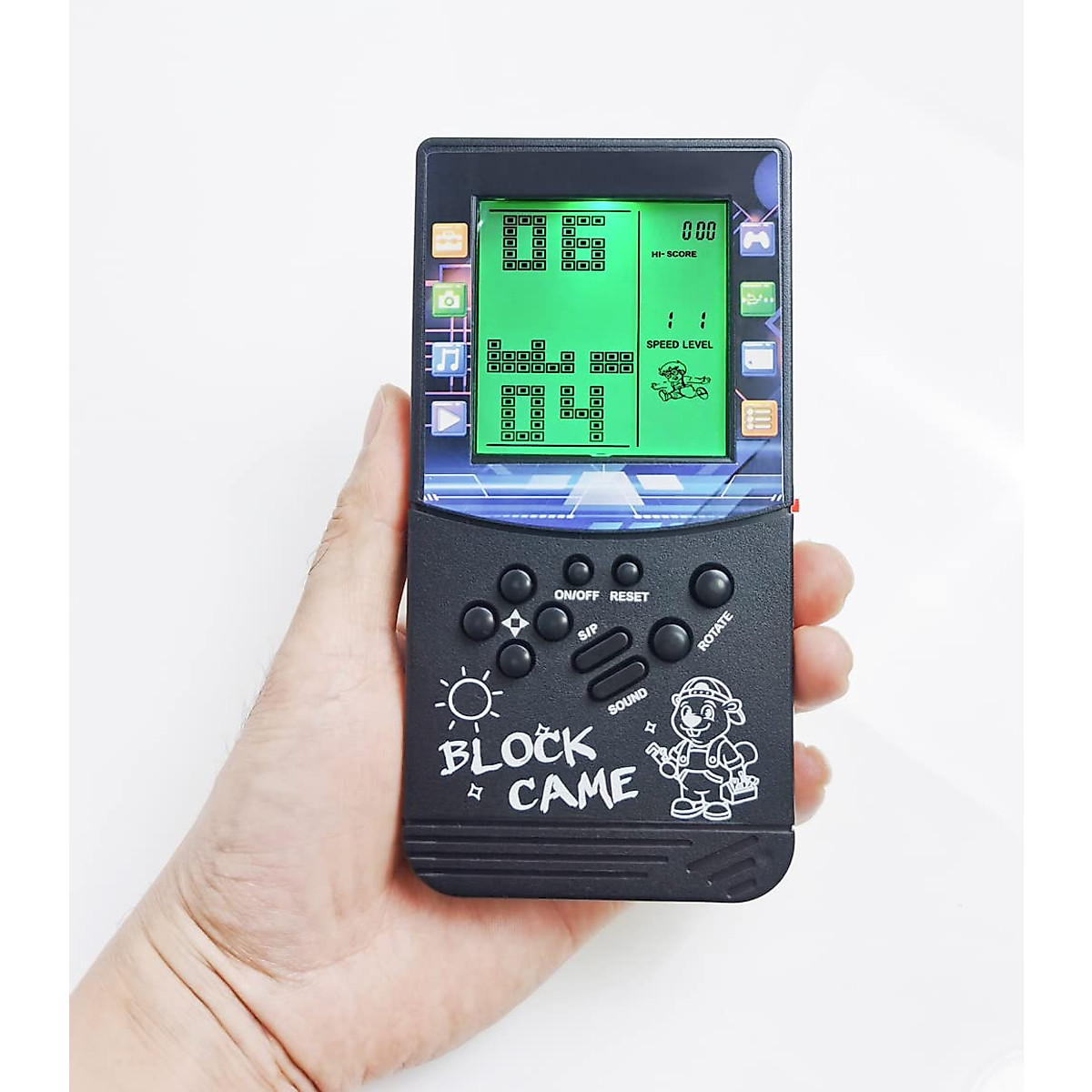 HLF New Large Screen Brick Game Console Green Backlight Built-in 23 Multi-Mode Block Games Classic Nostalgia Puzzle Speed and Difficulty can be Adjusted Suitable as a Gift for Kids (Black)