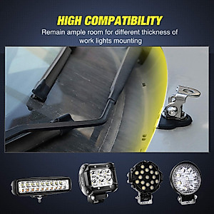 Nilight LED Light Bar Mounting Bracket 2PCS Universal Adjustable Pillar Hood Led Work Light Mount Bracket Clamp Holder for Off Road Truck SUV Installing Without Drilling