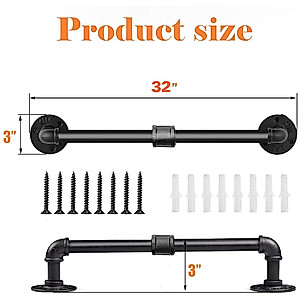Industrial Pipe Towel Rack Towel Bar 32 Inch, Heavy Duty Wall Mounted Rustic Farmhouse Bath Towel Holder for Bath Bathroom Kitchen