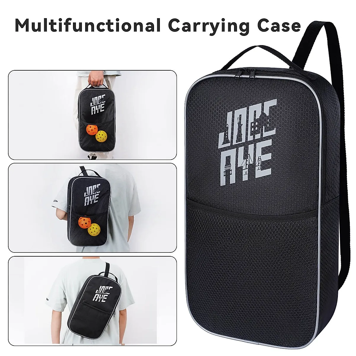 JoncAye Pickle-Ball Paddle Set of 4 USAPA Approved Rackets and Balls w/Racquet Bag, Grip Tape, Ball Retriever | Pickle-Ball Equipment for Outdoor Indoor Play, Pickleball Kit for Beginner