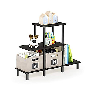 FURINNO Turn-N-Tube 3-Tier Design Display Rack, Espresso/Black