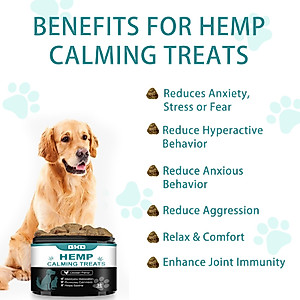 GKD Dog Calming Chews - Anxiety Relief Treats Hemp Bites Gummies for Dog, Firework Thunderstorm Relaxing Care Car Sickness Separation Ease, Dog Relaxer Doggie Hemp Relaxing Chews Pets Health Supplies