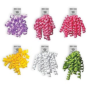 Jillson Roberts 6-Count Self-Adhesive Gift Wrap Curly Bows Available in 4 Different Assortments, Grosgrain Pretty Pastels
