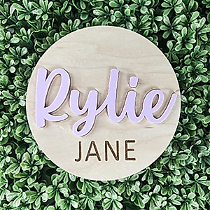 Imaginate Wooden & Acrylic Baby Name Announcement Sign - Custom Engraved 3D Baby Name Plaque - Birth Announcement - Modern Newborn Photo Prop - Hospital Name Sign - Personalized Newborn Gift - Keepsake
