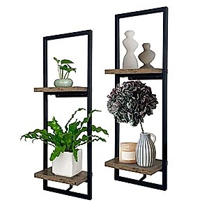 Cocoyard Floating Shelves, Wall Mounted Shelf, Set of 2. Modular Wall Shelf Set. Perfect for Living Room Bedroom Bathroom. Great Gift Ideas for Plant Lovers (Black, 8.1" W x 4.9" D x 23.6" H)