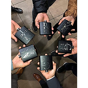 P Lab Set Of 3 - Groomsmen Gift - Groomsman Gifts For Wedding, Wedding Favor Customized Flask Set w Optional Gift Box - Engraved 6oz Stainless Steel Flask Custom Personalized Flask Gift Set, Black #2