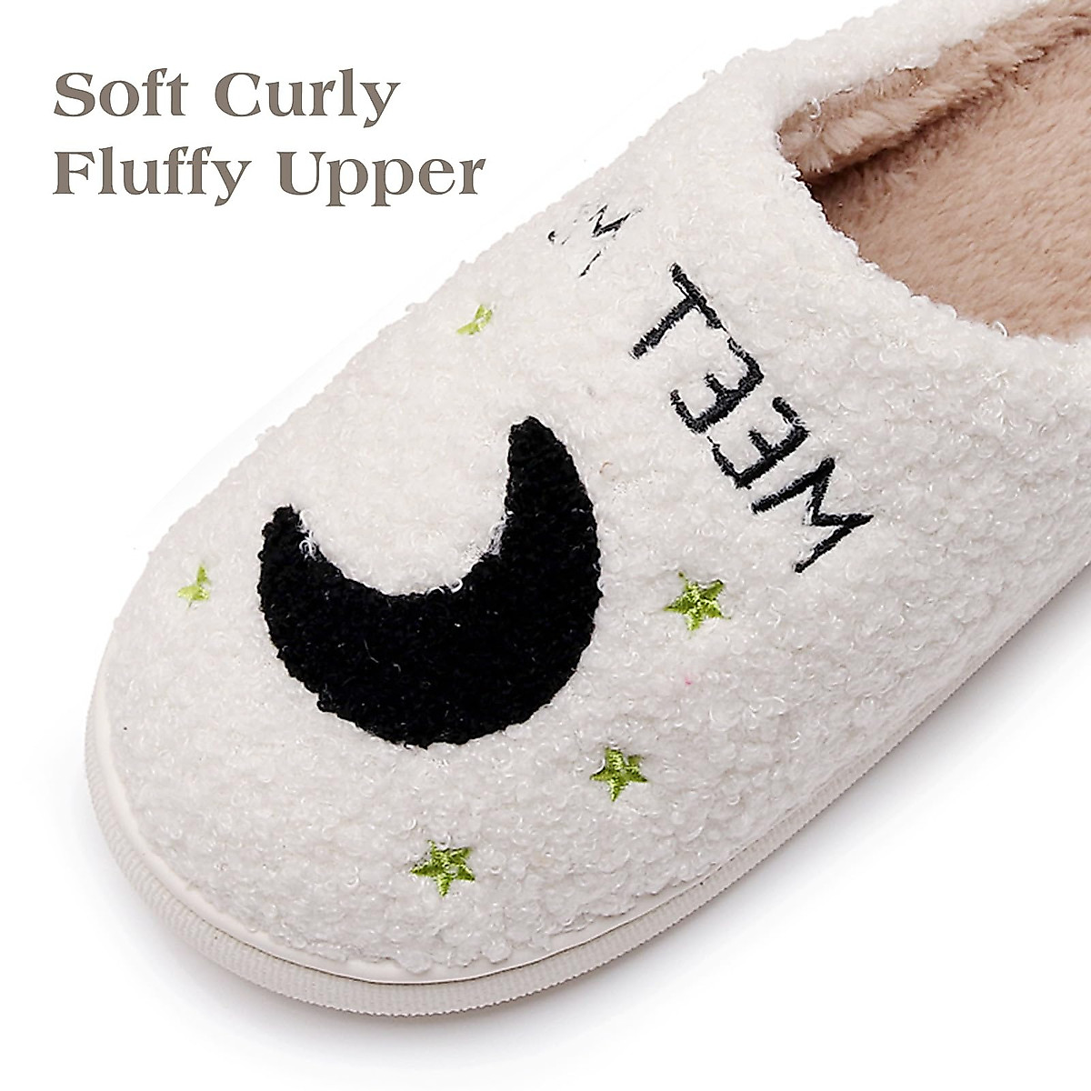 Menore Meet Me At Midnight Slippers for Womens Mens Soft Warm Fuzzy House Slides Memory Foam Lightweight Slip-on Slippers Indoor Outdoor