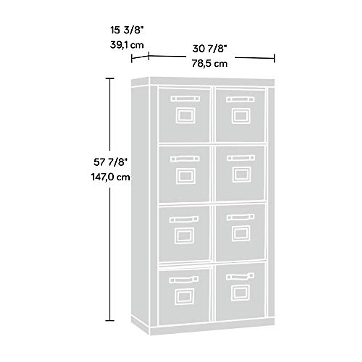Sauder Stow-Away 8-Cube Organizer, L: 30.91" x W: 15.39" x H: 57.87", Lintel Oak Finish